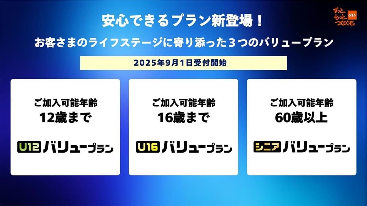 【2025年9月スタート】au新料金プランを徹底解説｜U12・U16・シニアバリュープランの魅力とは？ - すまっぴー